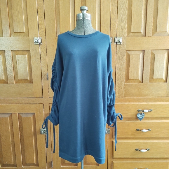 Lush | Dresses | Lush Navy Blue Drawstring Tie Long Sleeve Sweatshirt ...